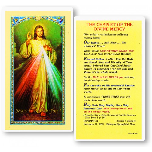Chaplet of Divine Mercy, Holy Card